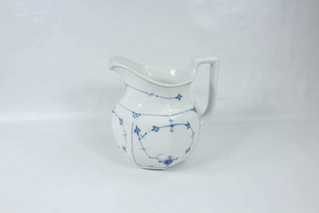 Hand-painted Porsgrunn Porcelain Milk Mug With Blue Straw Design - Blue ...