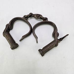 Vintage Wrought Iron Handcuffs With Bolt Lock - Unique Antique Decor ...