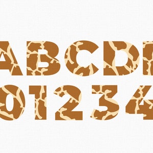Giraffe Animal Print Alphabet and Numbers Svg, Clipart, Dxf, Eps, Png ...