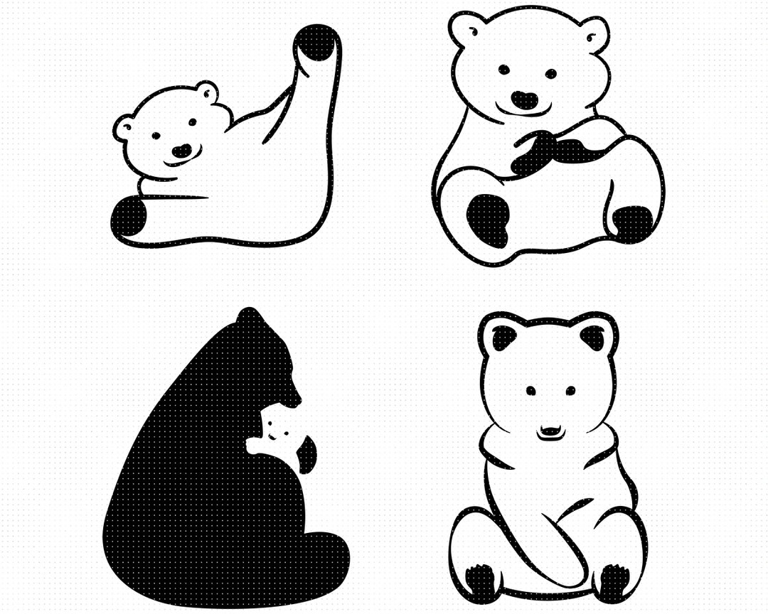 Bear Cub Svg, Teddy Bear Clipart, Baby Bear Png, Mama Bear Dxf for Logo ...