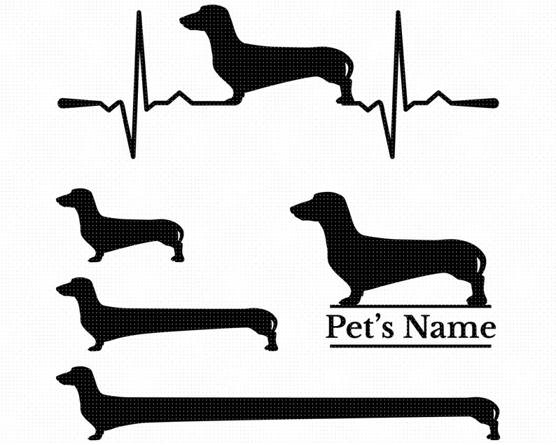 Dachshund Split Monogram Svg Dog Heartbeat Border Clipart - Etsy