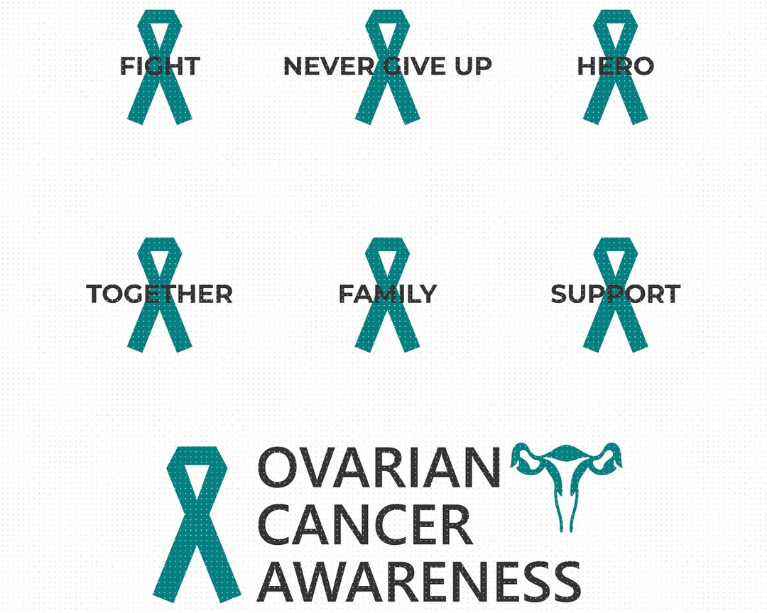 Ovarian Cancer Svg, Awareness Ribbons Svg, Cancer Awareness Svg, Teal ...