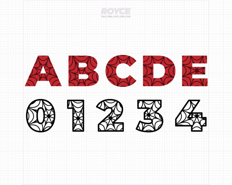 Spider Web Alphabet and Numbers Svg, Letters Clipart, Png, Eps, Dxf ...