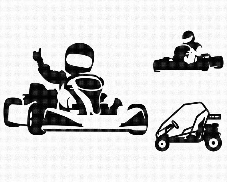 Go cart svg go kart racing clipart eps png dxf | Etsy