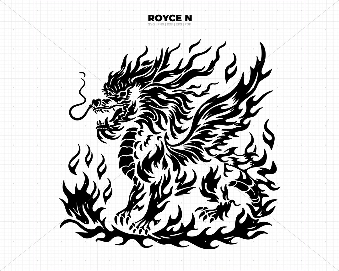 Dragon in Flames Svg, Dragon Clipart, Dragon on Fire Png, Flaming ...