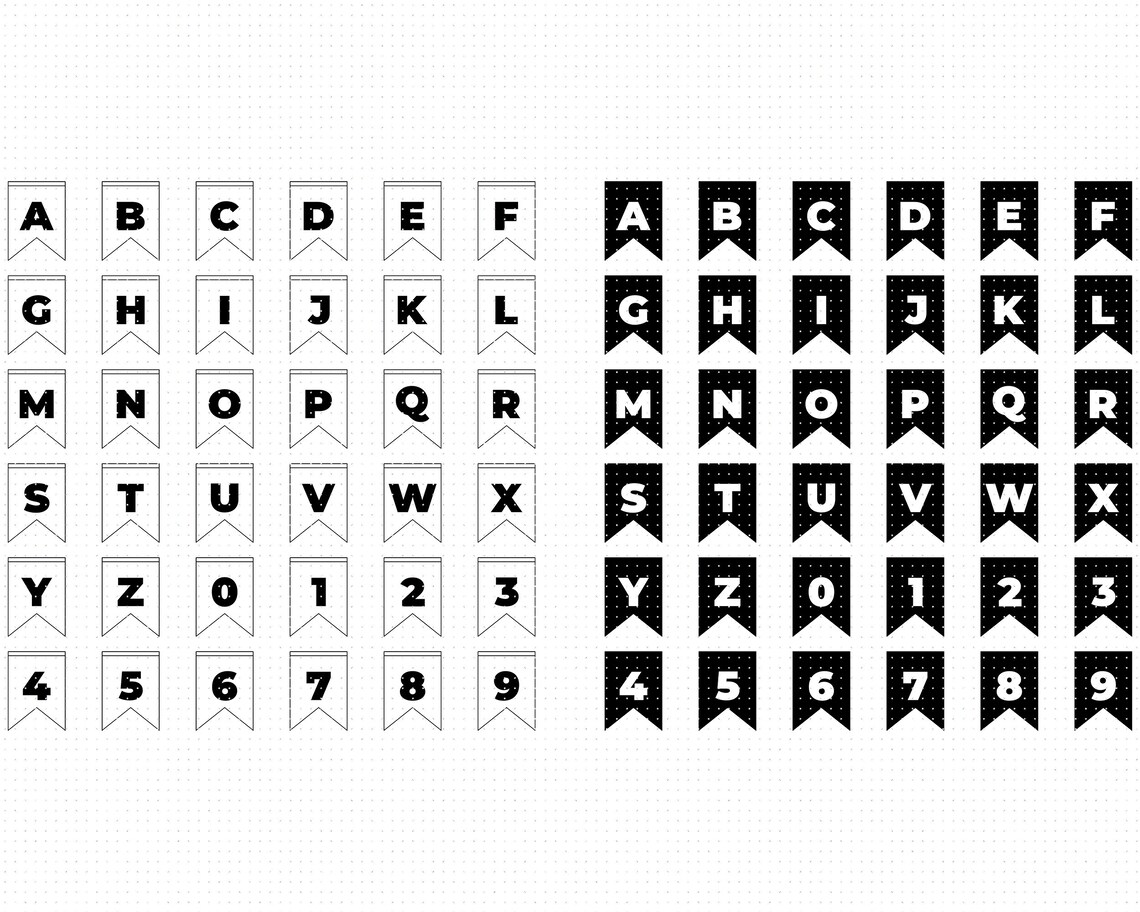 Alphabet Bunting Banner SVG: Letters, Numbers, Clipart (digital ...