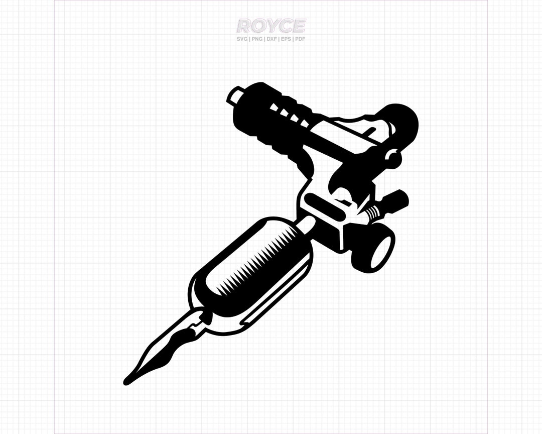 Tattoo Gun Svg, Tattoo Machine Clipart, Png, Dxf for Logo, Eps Cut ...