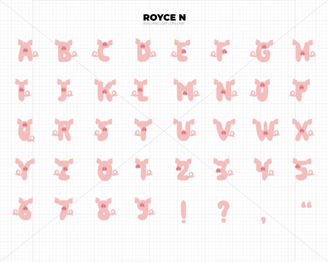 Pig Alphabet Clipart, Piggy Letters (svg, Png, Dxf, Eps, Pdf) Cut Files ...