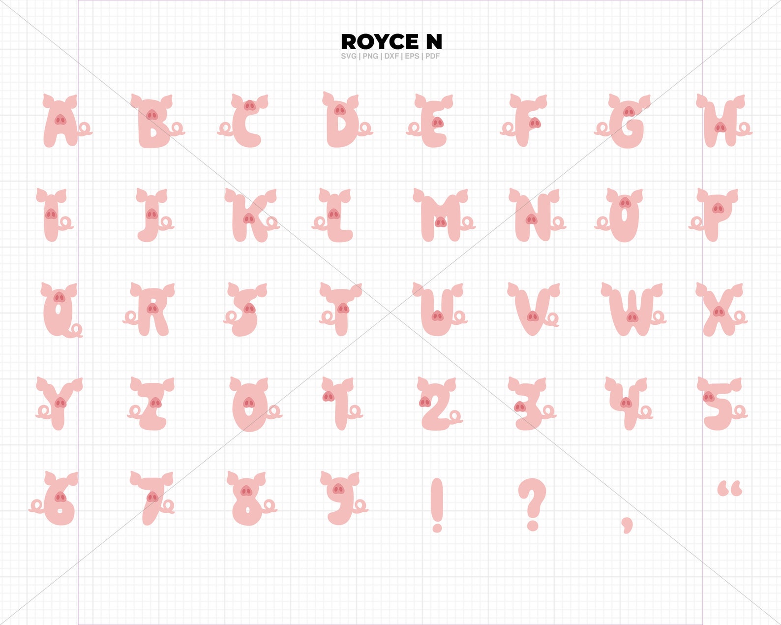 Pig Alphabet Clipart, Piggy Letters (svg, Png, Dxf, Eps, Pdf) Cut Files ...