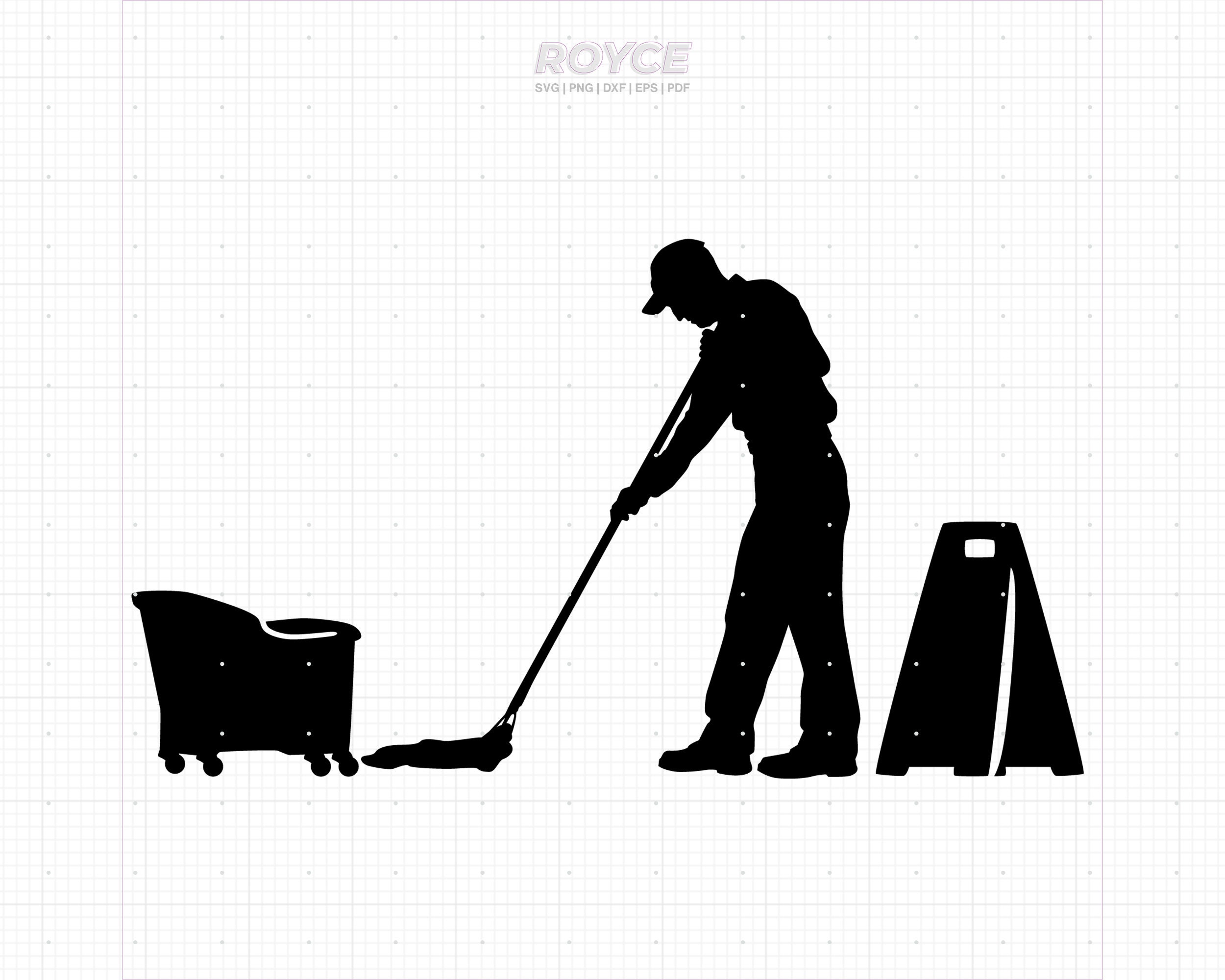 Custodian With Cleaning Tools Svg, Janitor Clipart, Custodian Png ...
