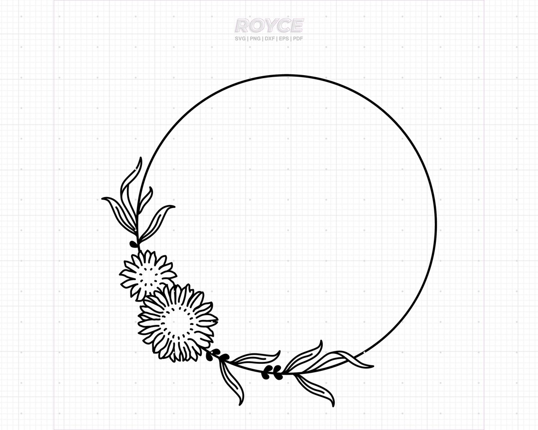 Sunflower Monogram Frame Svg, Sunflower Svg, Wreath Clipart, Sunflower ...