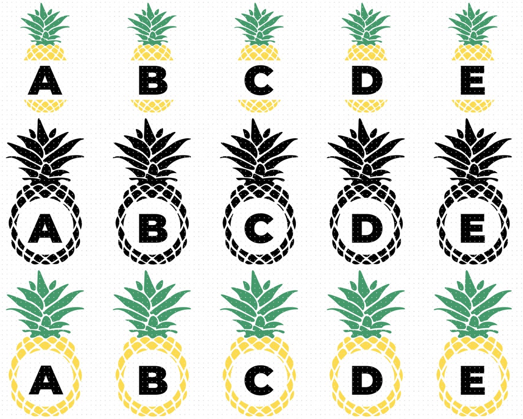 Pineapple Letters Svg, Pineapple Alphabet Svg, Pineapple Numbers Svg ...