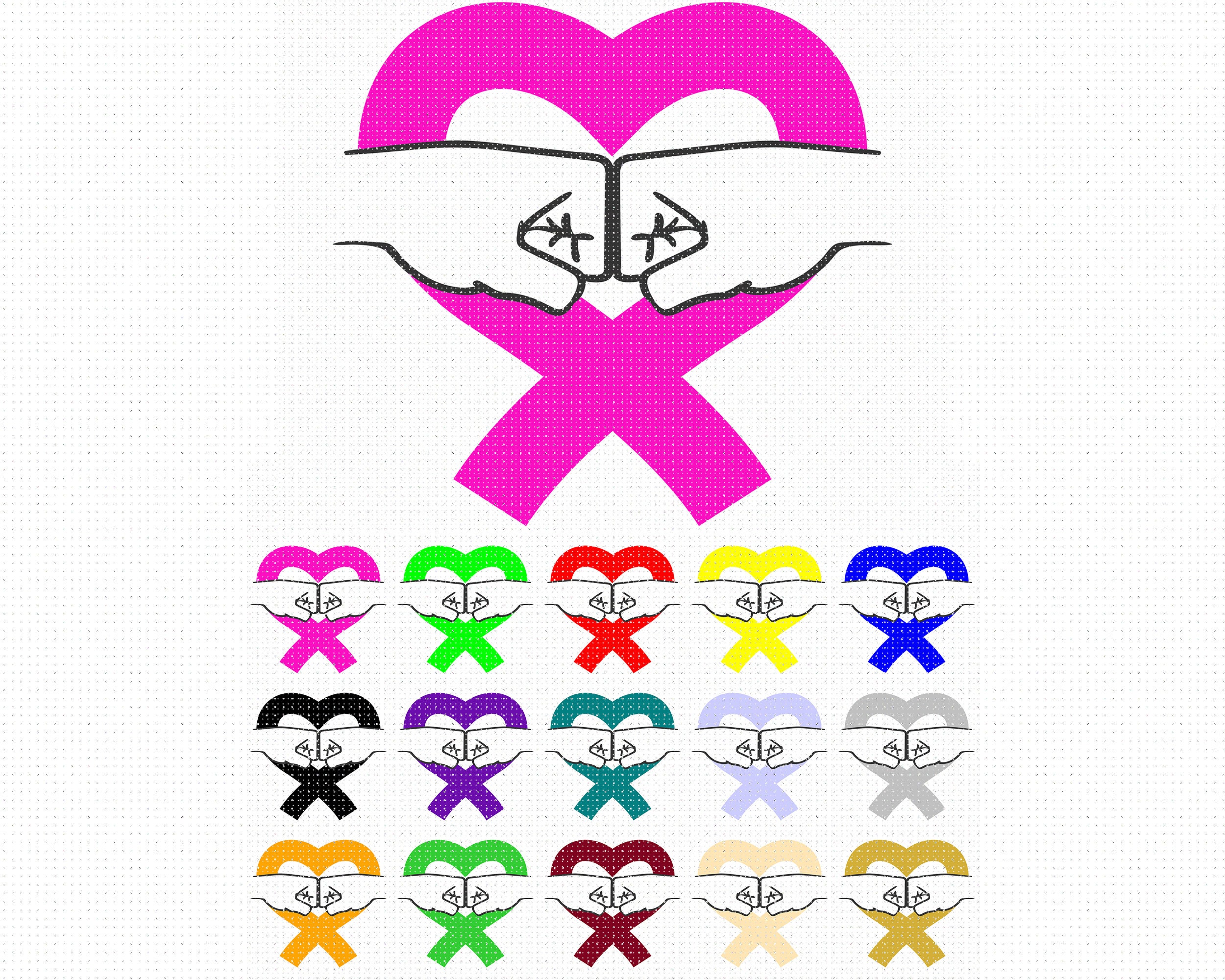 Awareness Ribbons Svg Fist Bump Clipart Brain Cancer Family - Etsy UK