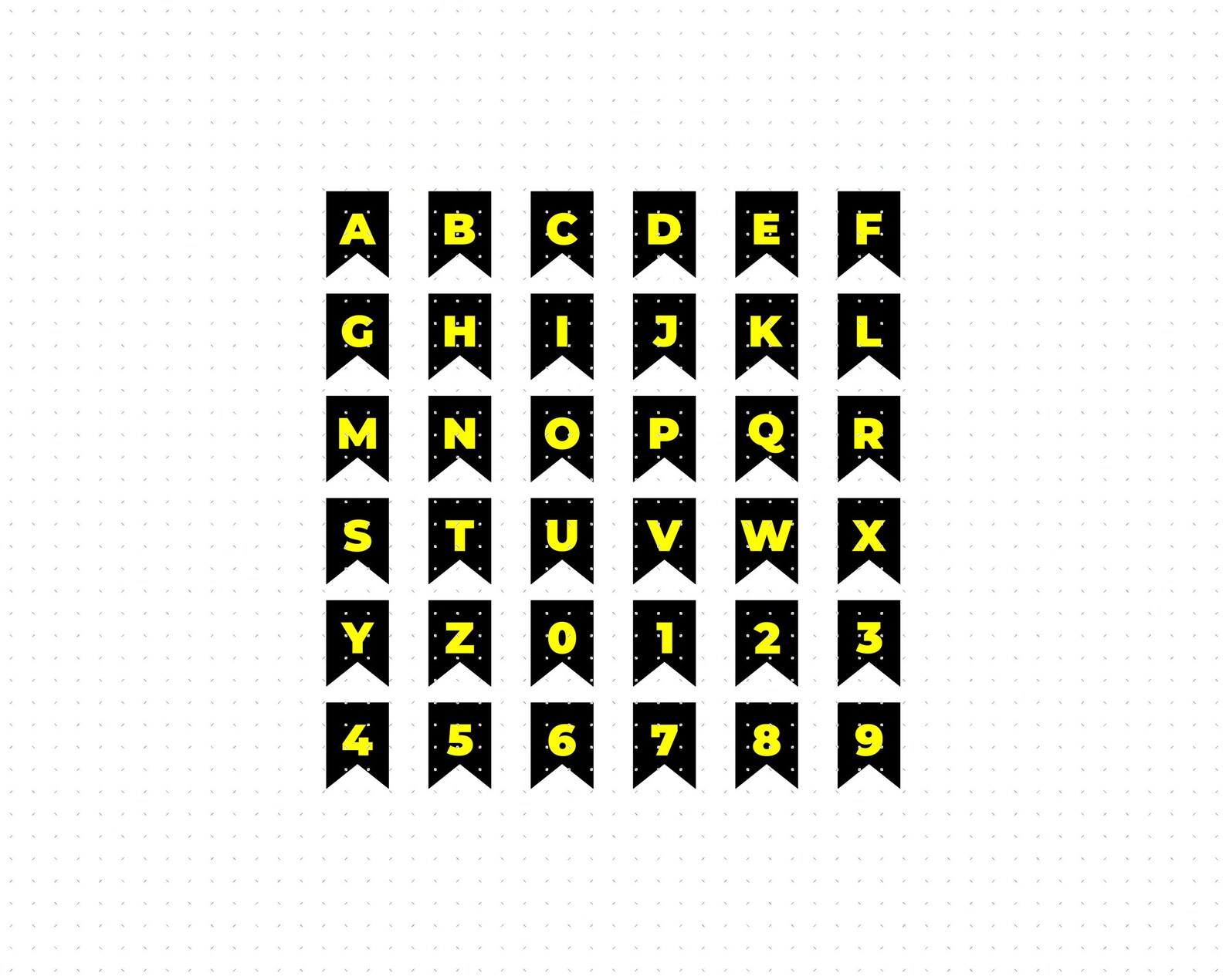 Alphabet Bunting Banner SVG: Letters, Numbers, Clipart (digital ...