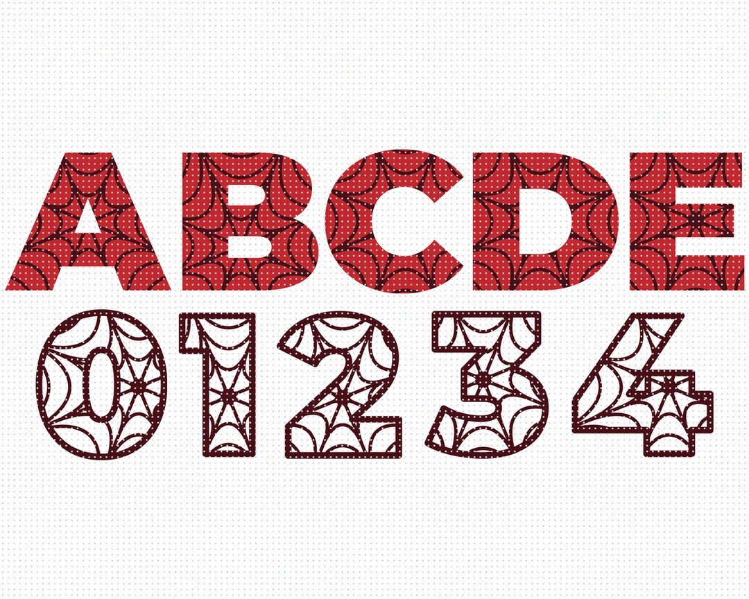 Spider Web Alphabet and Numbers Svg Letters Clipart Png - Etsy