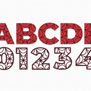 Spider web alphabet and numbers svg letters clipart png | Etsy