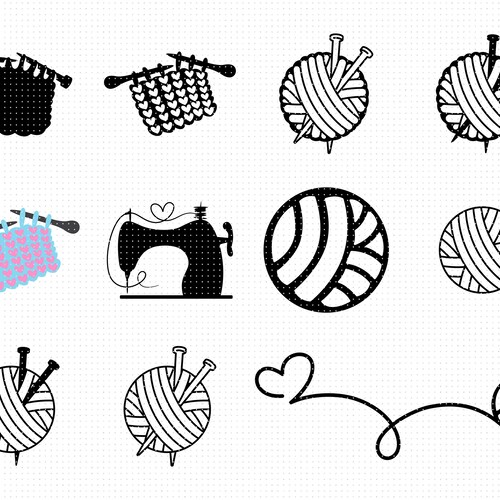 Knitting Svg Ball of Yarn Clipart Sewing Machine Png | Etsy