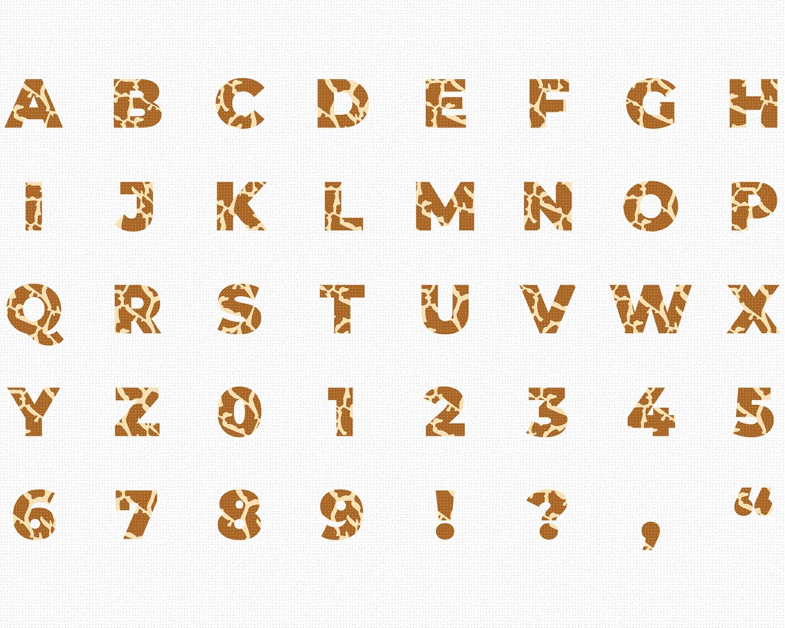 Giraffe Animal Print Alphabet and Numbers Svg Clipart Dxf - Etsy