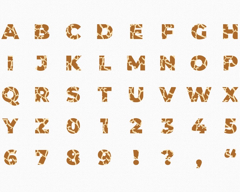 Giraffe Animal Print Alphabet and Numbers Svg Clipart Dxf - Etsy