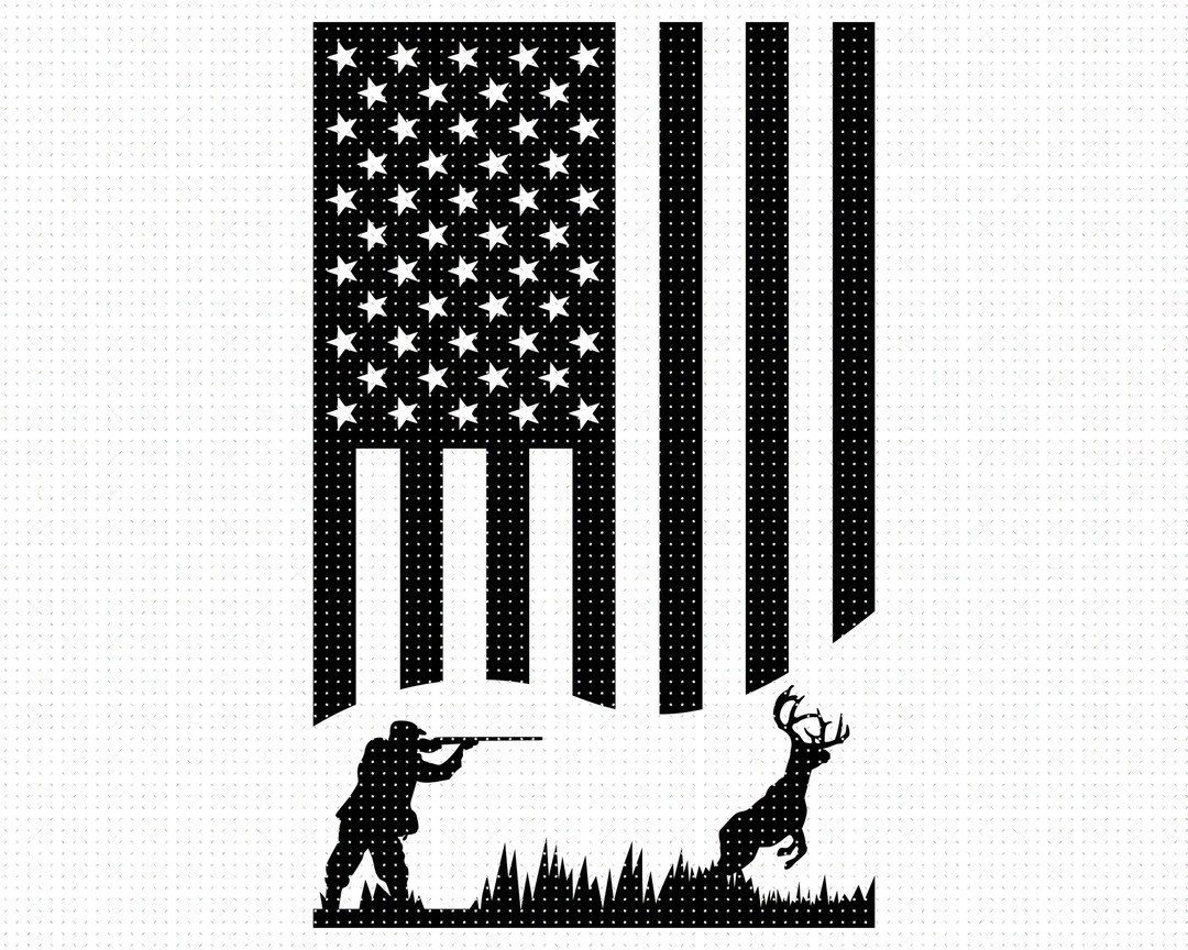 Buck Hunting American Flag Svg, Clipart, Png, Dxf Logo, Vector Eps Cut ...
