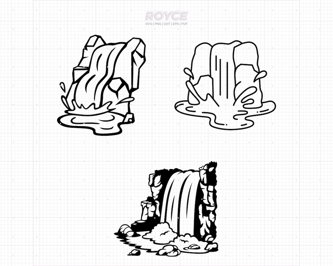 Waterfall Svg, Cartoon Waterfall Clipart, Waterfalls Outline Png ...