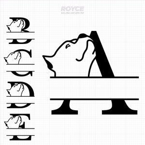 Pitbull Split Frame Monogram Svg, Pet Name Svg, Pet Initials Svg ...