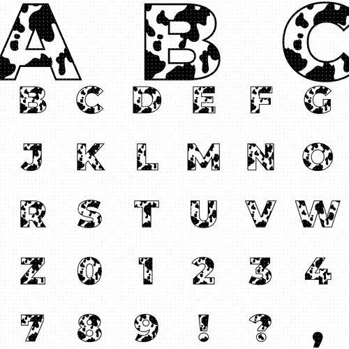 Cow Print Letters Svg Cow Print Alphabet Svg Animal Pattern - Etsy