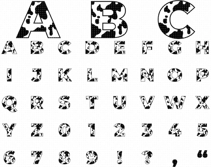 Cow Print Letters Svg Cow Print Alphabet Svg Animal Pattern - Etsy