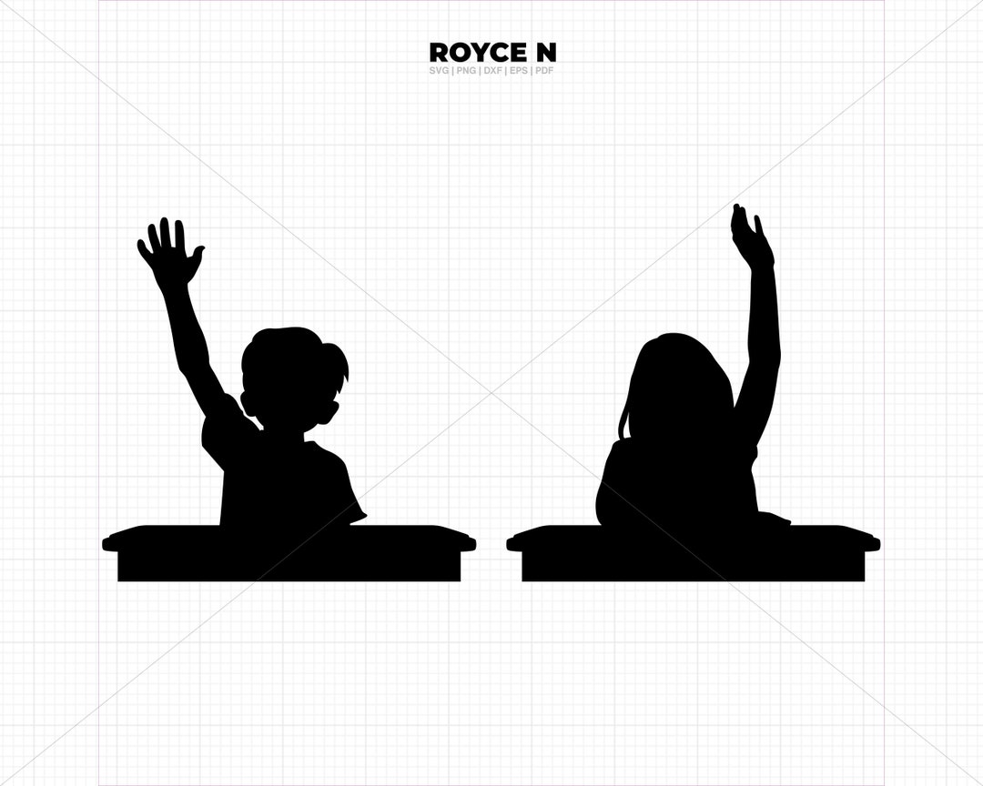 Kid Raising Hand in Class Svg, Classroom Clipart, Boy in Class Png ...