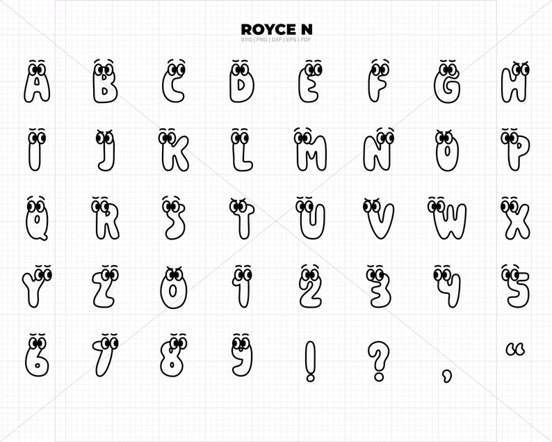 Cartoon Alphabet SVG: Letters and Numbers With Eyes (cut Files) - Etsy ...