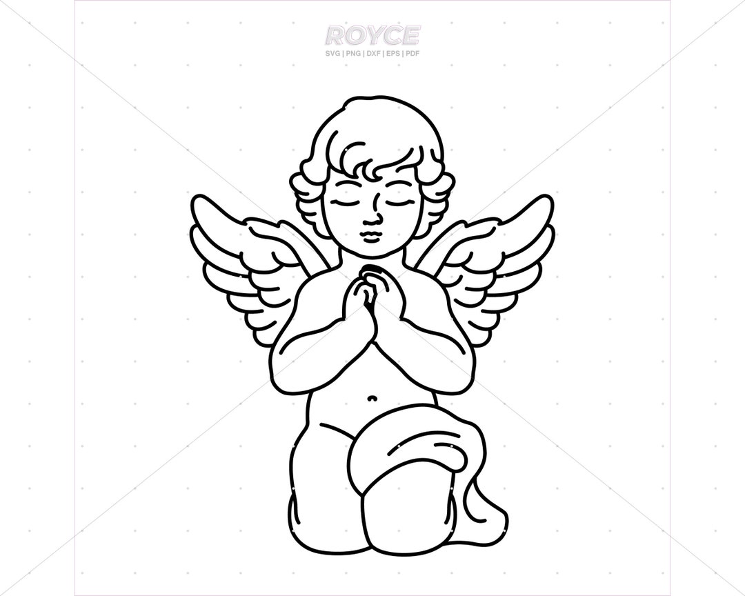 Cherub Angel Svg, a Praying Angel Clipart, Cherub Png, Angel Dxf ...