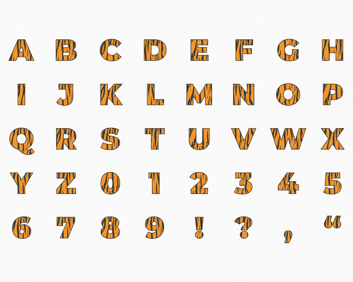 Tiger Alphabet Svg Animal Skin Letters Clipart Tiger Stripe - Etsy