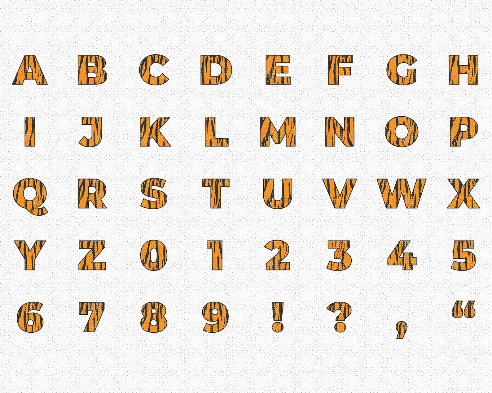 Tiger Alphabet Svg Animal Skin Letters Clipart Tiger Stripe - Etsy