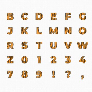 Tiger Alphabet Svg, Animal Skin Letters Clipart, Tiger Stripe Dxf ...