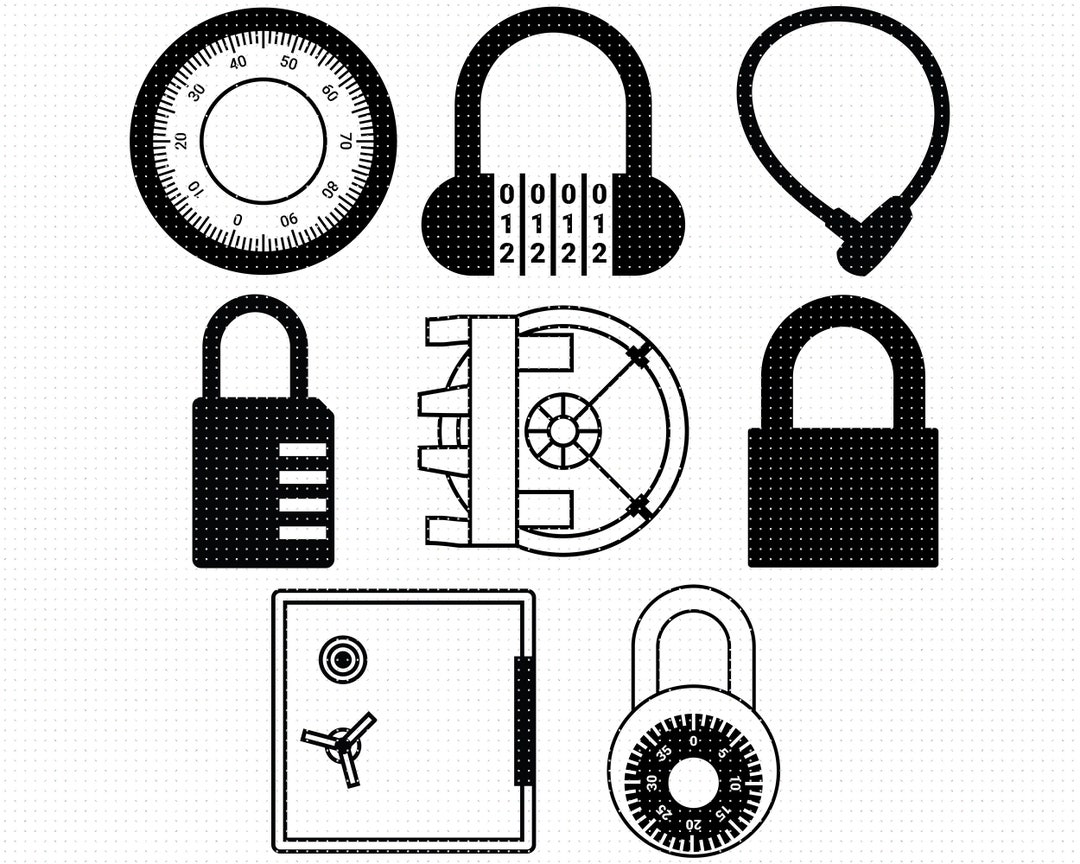 Lock Svg, Safe Svg, Vault Svg, Padlock Svg, Bike Lock Svg, Combination ...