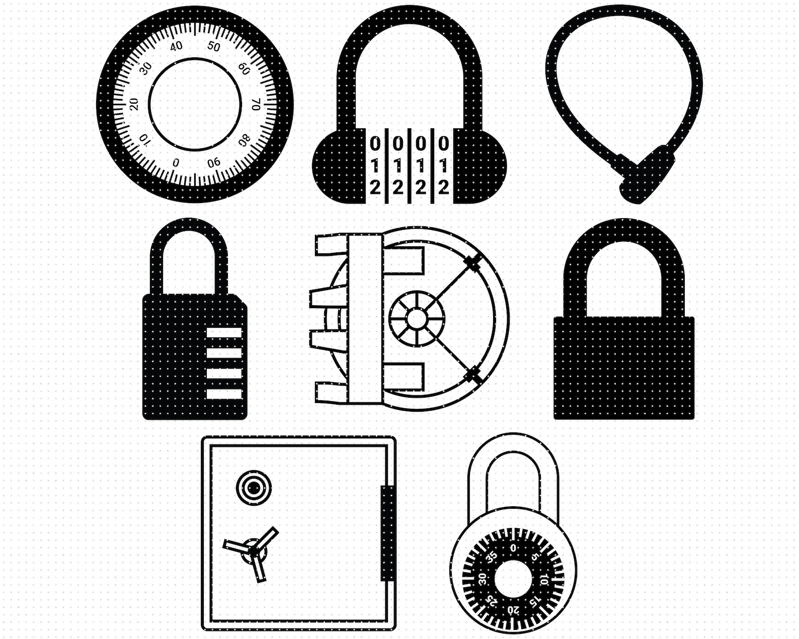 Lock Svg, Safe Svg, Vault Svg, Padlock Svg, Bike Lock Svg, Combination ...