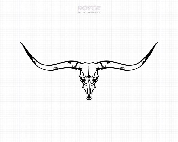Longhorn Skull Svg. Vector Cut File for Cricut, Silhouette, Pdf Png Eps ...