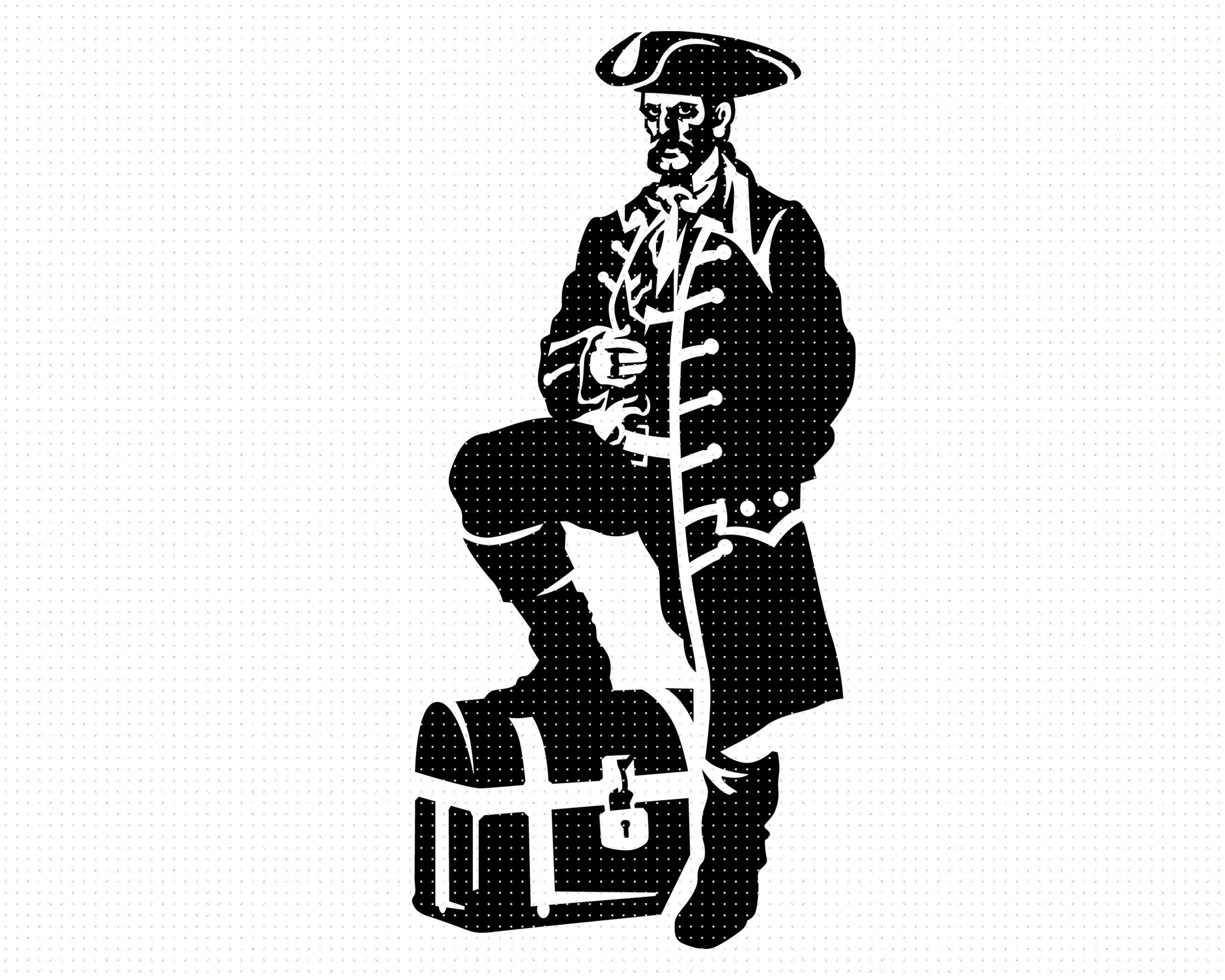 Pirate Captain Standing on a Treasure Chest Svg Pirate - Etsy