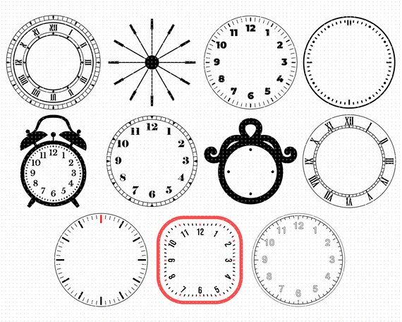 Clock face svg clock face clipart clock face png dxf for | Etsy