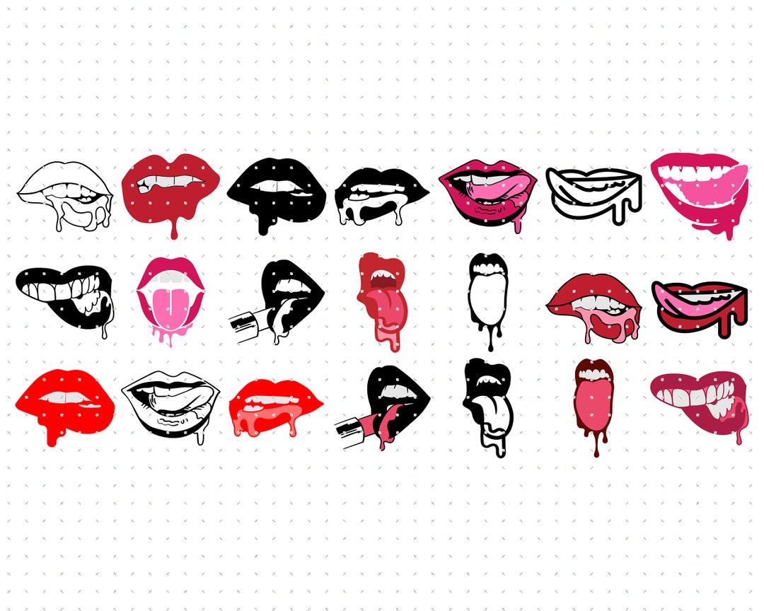 Dripping Lips SVG Clipart: Wet Mouth, Tongue Vector (cut Files) - Etsy