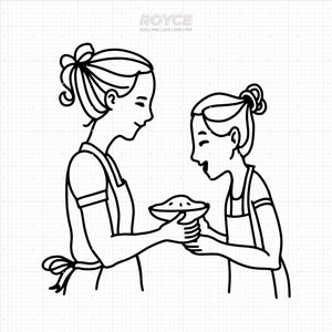Mother's Day Svg, Mother and Daughter Baking Together Clipart, Baking ...