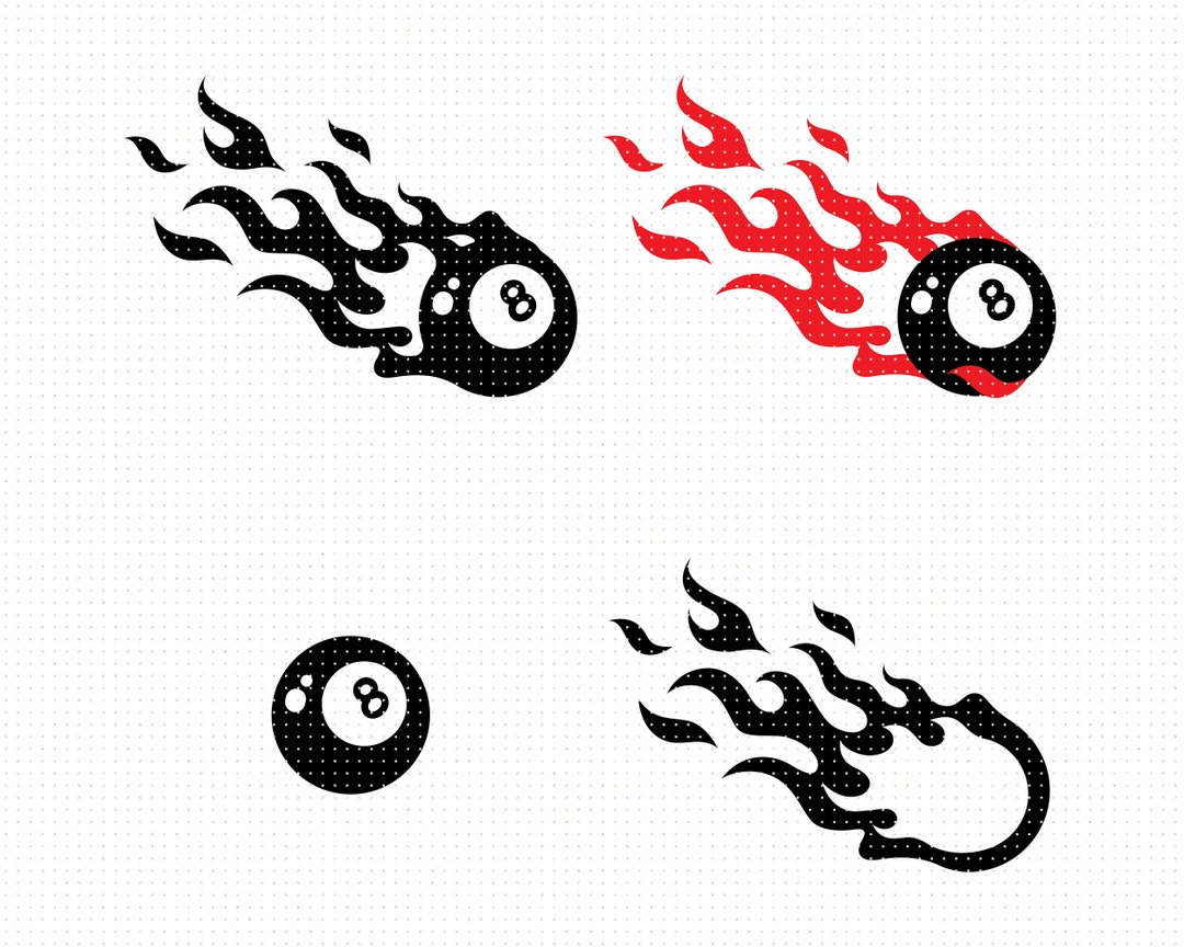 Flaming 8 Ball Svg, Eight Ball Clipart, 8 Ball Fireball Png, Fire Ball ...