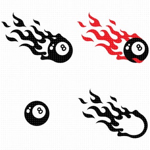 Flaming 8 Ball Svg, Eight Ball Clipart, 8 Ball Fireball Png, Fire Ball ...