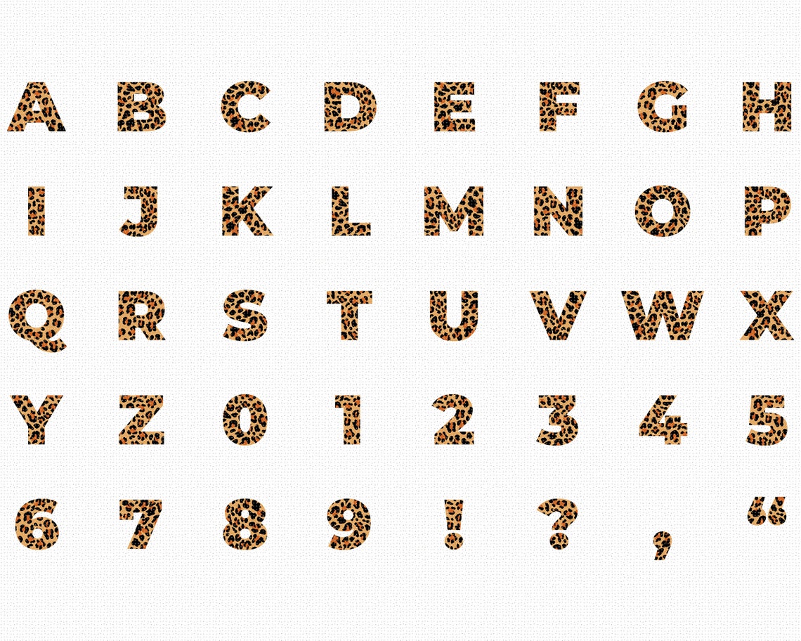Leopard Print Alphabet Svg Cheetah Pattern Numbers Svg - Etsy