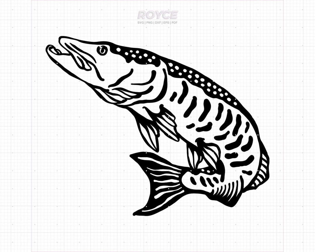 Muskie Svg, Musky Clipart, Fishing Png, Gamefish Dxf, Game Fish Vector ...