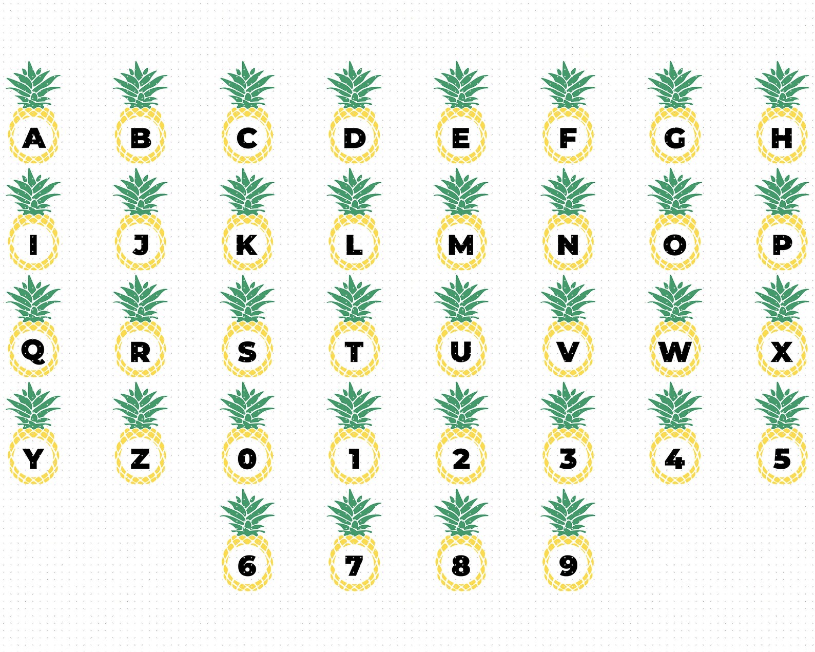 Pineapple Letters Svg Pineapple Alphabet Svg Pineapple - Etsy