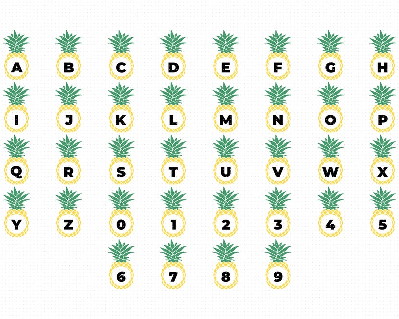 Pineapple Letters Svg Pineapple Alphabet Svg Pineapple - Etsy