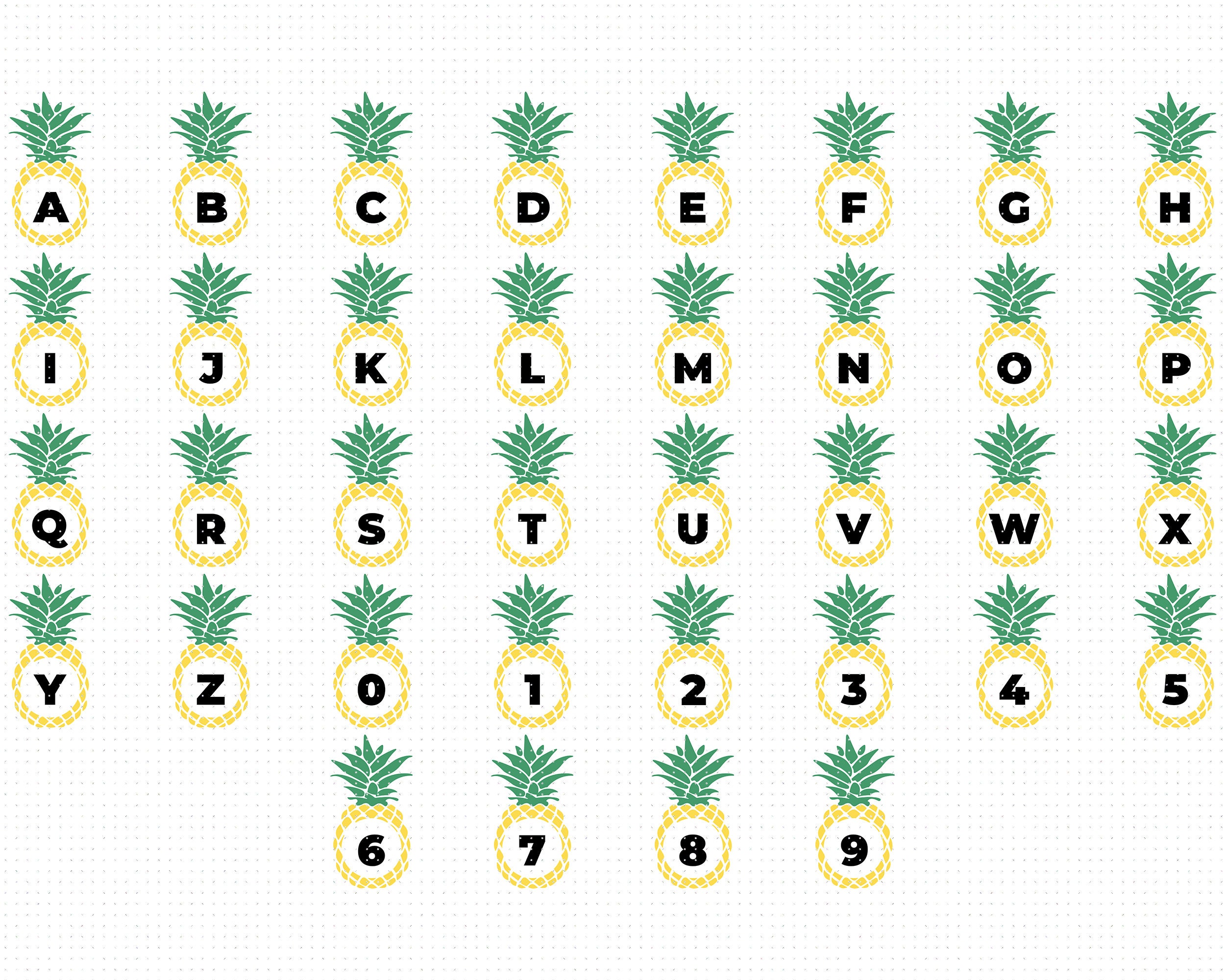 Letras de piña svg alfabeto de piña svg números de piña svg | Etsy