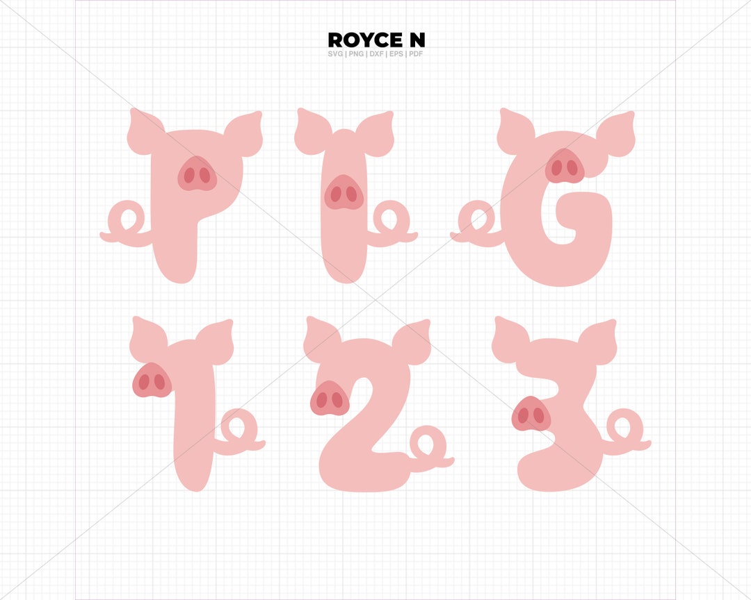 Pig Letters Svg, Pig Tail Alphabet Clipart, Piggy Png, Pig Ears Dxf ...