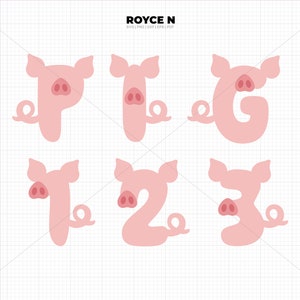 Pig Letters Svg, Pig Tail Alphabet Clipart, Piggy Png, Pig Ears Dxf ...